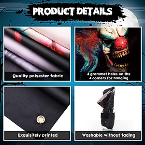 Tranqun Halloween Clown Decorations Scary Clown Ghost Door Cover 79 x 35 Inches Creepy Clown Window Decals Garage Door Backdrop Wallpaper Sticker for Halloween Party Favors Home Decor(Clown)