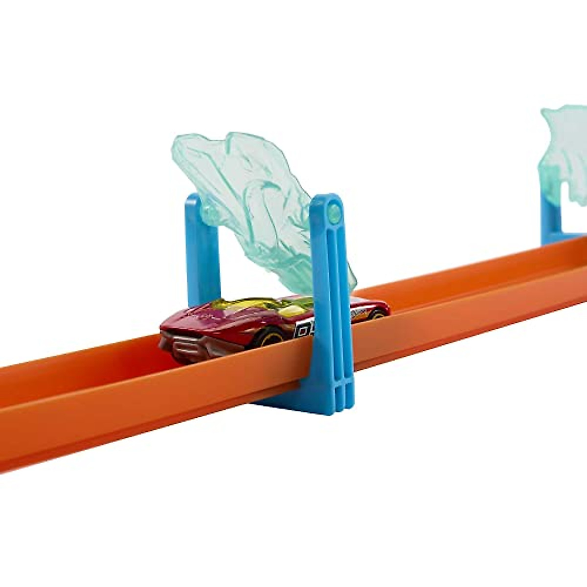 Hot Wheels Track Builder Playset Ice Crash Pack, 10 Component Parts & 1:64 Scale Toy Car, Stackable Storage Box