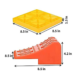Homeon Wheels RV Leveling Blocks, One Top Tire Wheel Chock and 9 Pack Interlocking Leveling Blocks with Carrying Bag, Heavy Duty Camper Leveling Blocks and Chocks Anti-Slip Pads Design (WH-303)
