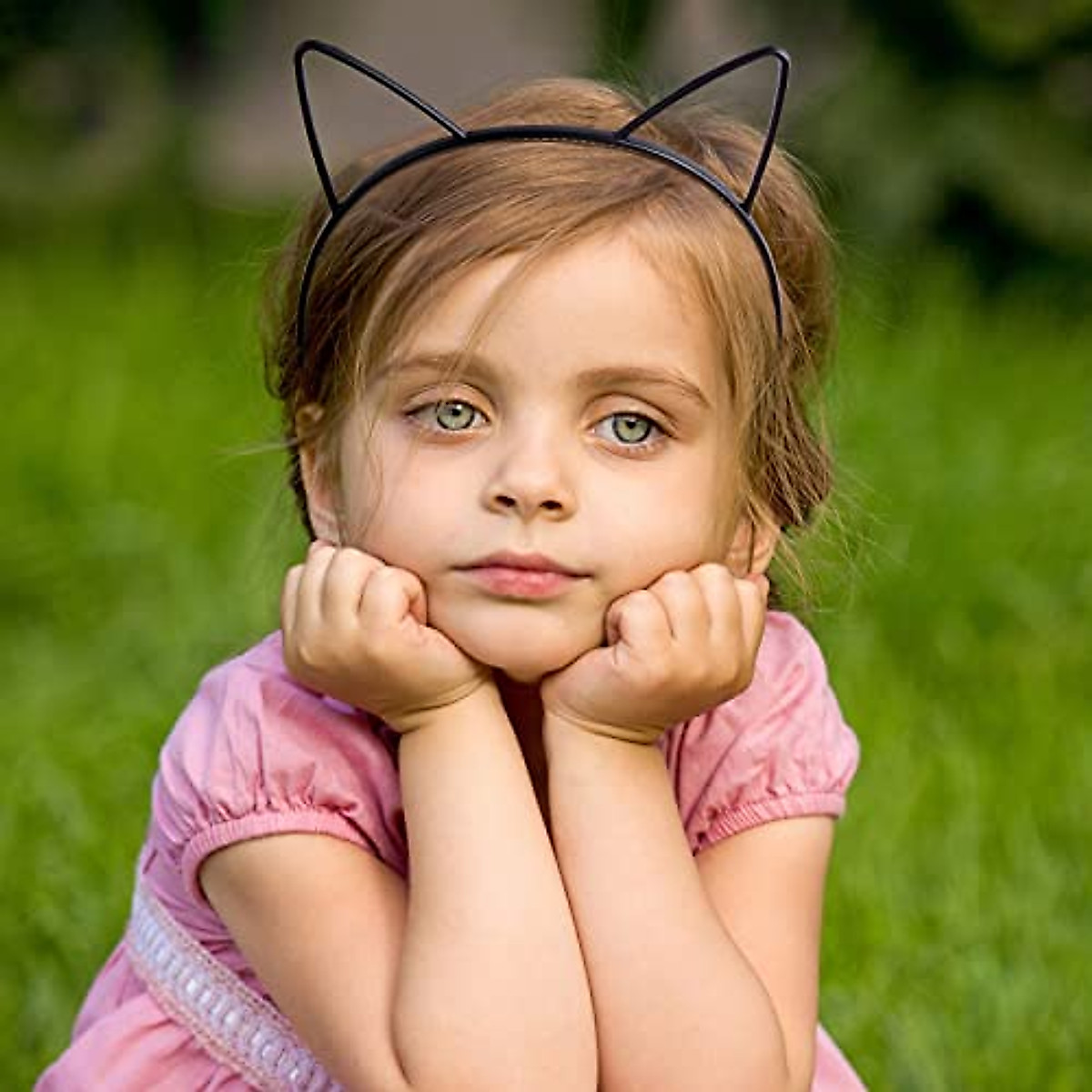 Black Cat Ear Headbands for Girls, Women, and Kids - Plastic Kitty Ears for Parties, Costumes, Daily Wear, and Decorations - 10Pcs Non-Slip Headbands