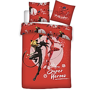 Miraculous Ladybug Duvet Cover Superheroes - Single - 140 x 200 cm - Red