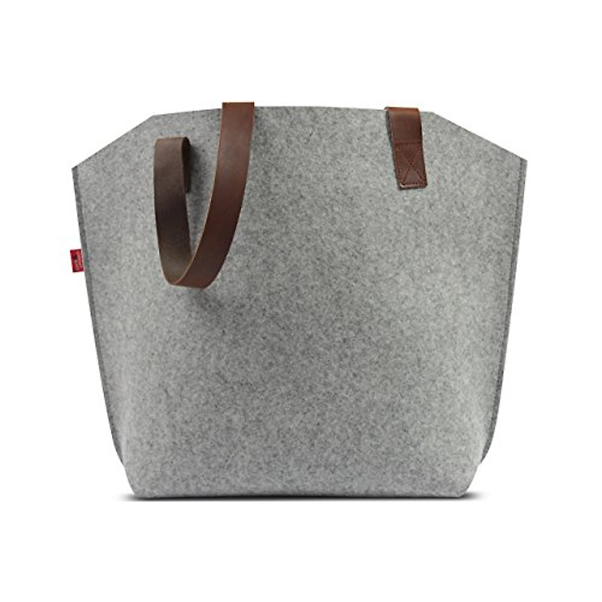 Pack & Smooch York Carryall Tote Bag for Women - Made with 100% Merino Wool and Vegetable Tanned Leather Strap (Grey/Light Brown)