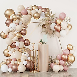 Blush Balloons Garland Arch Kit Retro Pink Double-Stuffed Nude Gold White Balloons Latex Balloons for Bridal Baby Shower Bachelorette Birthday Wedding Decorations