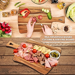 Acacia Wood Cutting Board with Handle for kitchen- EVNSIX Wooden Chopping Board Countertop for Meat, Bread, Vegetables Fruits Charcuterie Cheese Serving Boards,Decorative for Kitchen and Dining