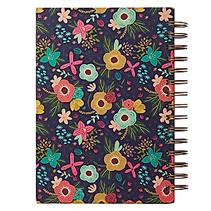 Christian Art Gifts Journal w/Scripture Grace Upon Grace John 1:16 Bible Verse Pink Floral Inspirational Wire Bound Spiral w/ 192 Lined Pages,