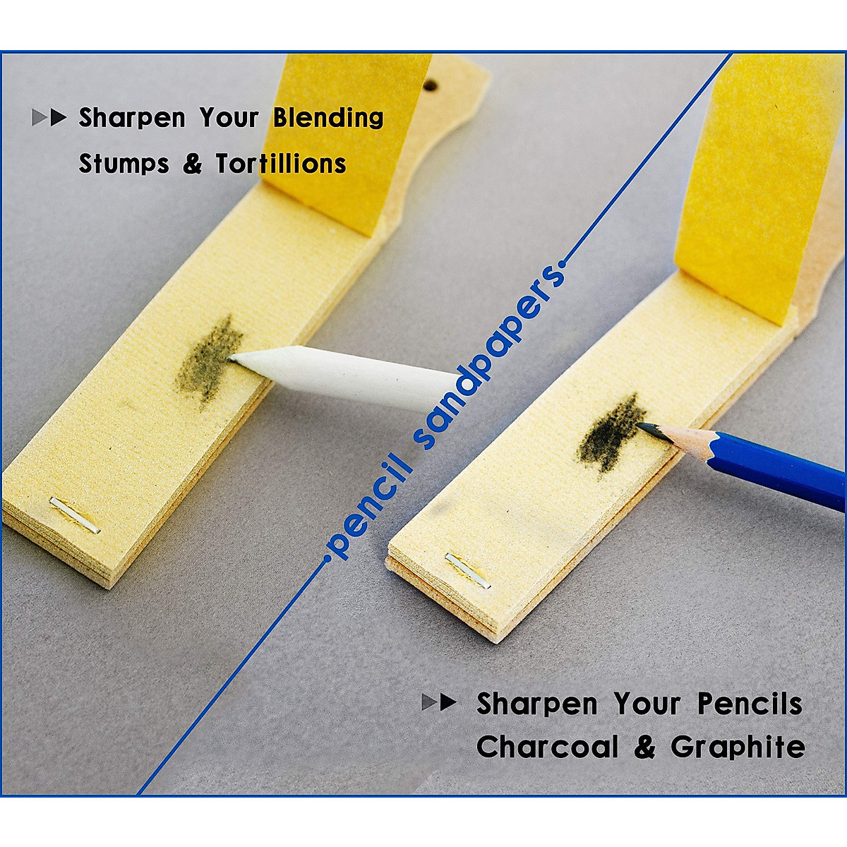 12 PCS Blending Stumps and Tortillions Paper Art Blenders with Sandpaper Pencil Sharpener Pointer for Student Artist Charcoal Sketch Drawing Tools