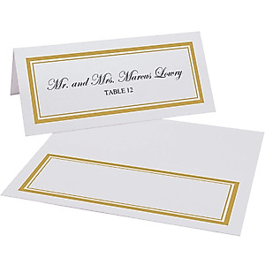 Double Line Border Printable Place Cards, Gold (Choose Color), Set of 60 (10 Sheets), Laser & Inkjet Printers - Wedding, Party, Dinner, and Special Events - Made in the USA