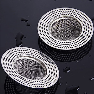 2pcs Heavy Duty Stainless Steel Slop Basket Filter Trap,3.54" Top / 1.65" Mesh Metal Sink Strainer,Perfect for Kitchen Sink/Bathroom Bathtub Wash Basin Floor Drain Balcony Drain Hole,Utility