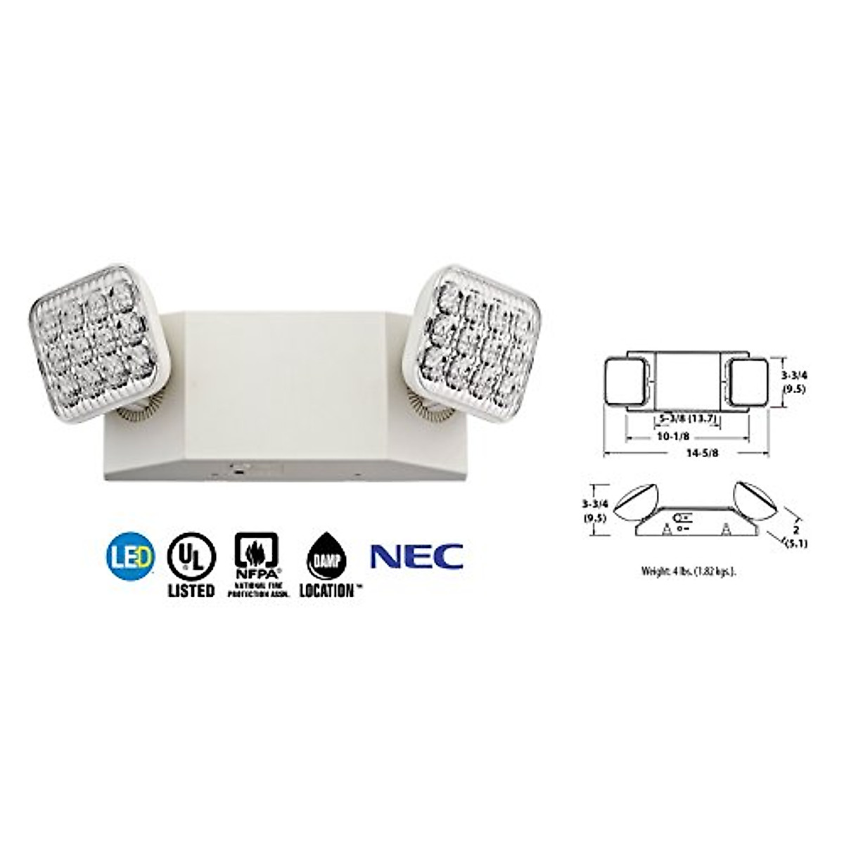 Lithonia Lighting EU2 LED 2-Light White LED Emergency Fixture with 90 Minute Back Up