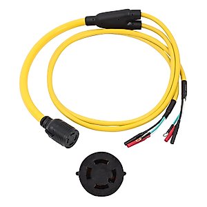 Round Plug Lantern Head to L14-30R 4 Prong Receptacle 120V 30 Amp 6FT Generator Inverter Generator Parallel Cord Cable Kit