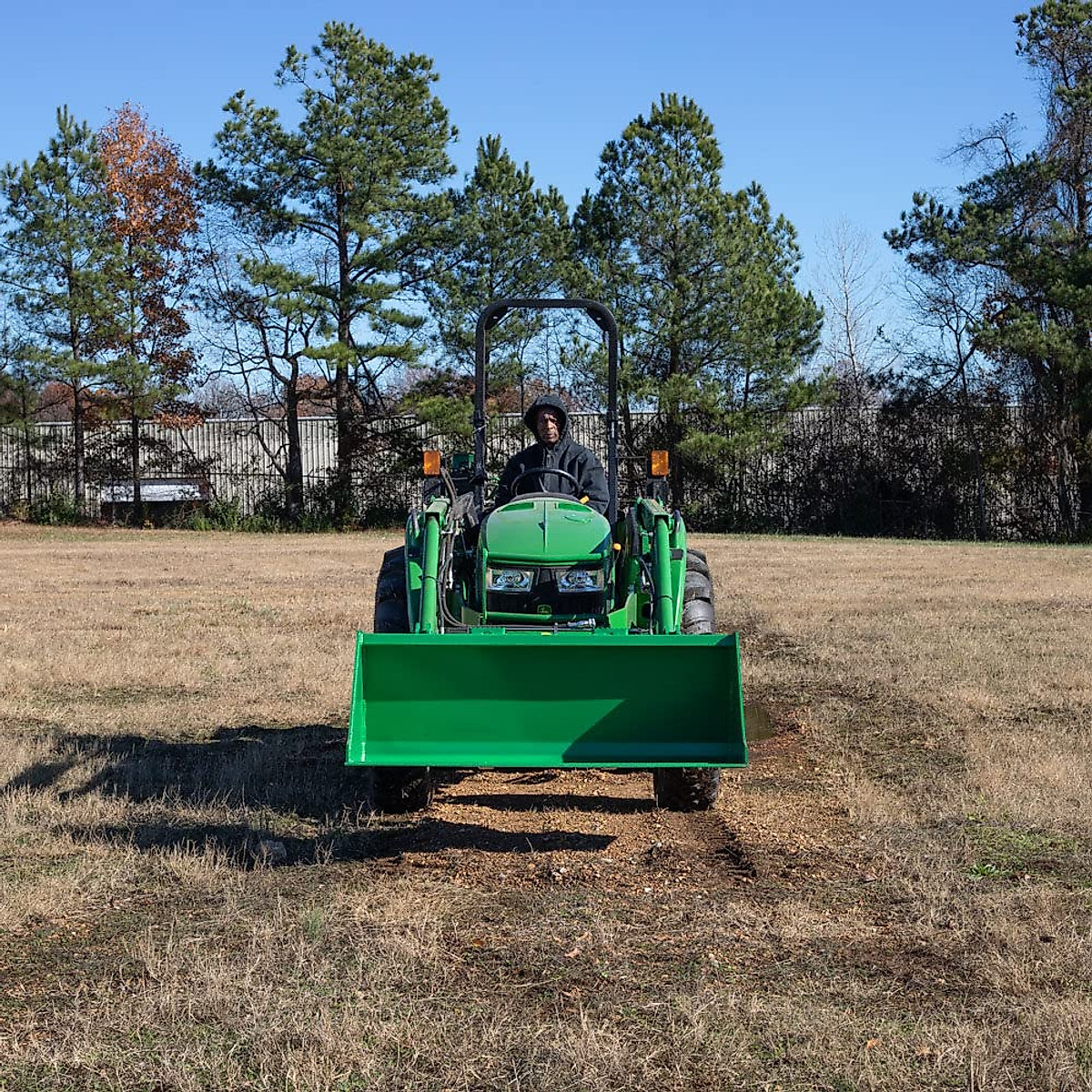 Titan 60-in Bucket Attachment Fits John Deere Hook and Pin Tractors for Dirt and Debris Loading