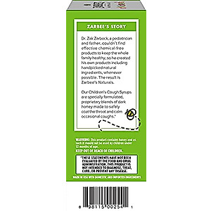 Zarbee's Natural Children's Cough Syrup + Mucus With Dark Honey Natural Grape Flavor- 4oz, Pack of 3