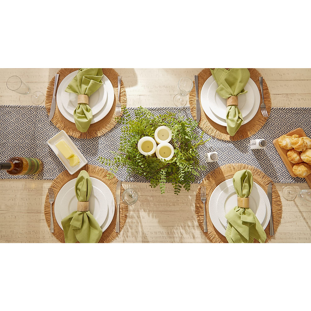 DII Braided Farmhouse Table Runner, 15 x 72 inches, 1-Piece, French Blue