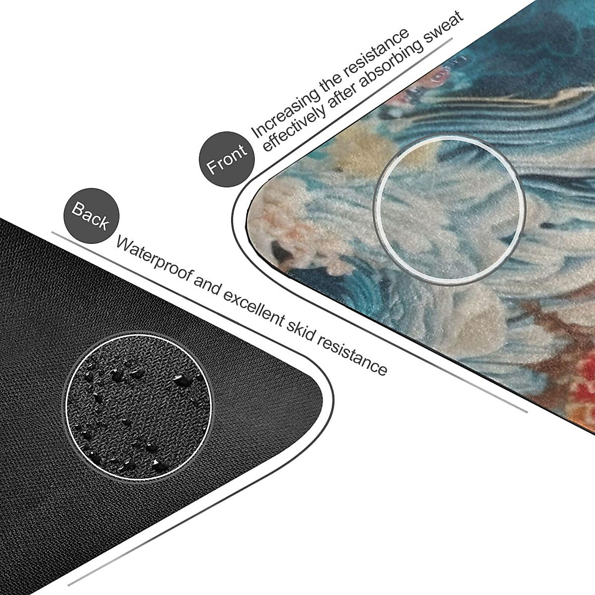 GOODOLD Geometric Ethnic Yoga Mat, 71 x 26 Inch Non-slip Yoga Mats Folding Travel Exercise Mat Indoor Outdoor Gym Pilates with Storage Bag for Women Men