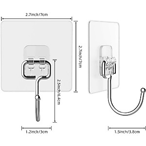 Large Adhesive Hooks for Hanging Heavy Duty Wall Hooks 22 lbs Self Adhesive Towel Hook Waterproof Transparent Hooks 10 Pack (VD-SOMA-X2BC)