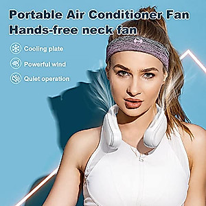 NORMIA RITA 2023 Portable Bladeless Neck Fan with Cooling Chip, Wearable Air Conditioner Fan Quiet Hands-free Personal Fan 4000mAh Rechargeable Small Cooling Fan, Fast Cool Down 50℉-60℉
