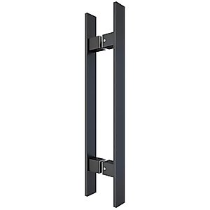 BARNSMITH 18" Barn Door Push Pull Handle,Glass Door Handle,Heavy Duty Grade-304 Stainless Steel Square Commercial Door Handle,Entrance Entry Front Door Handle Office Wood Garage Handle Pull Set,Black