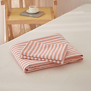 EAVD Duvet Cover Twin XL Pink Striped Duvet Cover Soft Microfiber Classic Pink and White Striped Geometric Bedding Set with 2 Pillowcases Reversible Pink Striped Comforter Cover with Zipper Closure