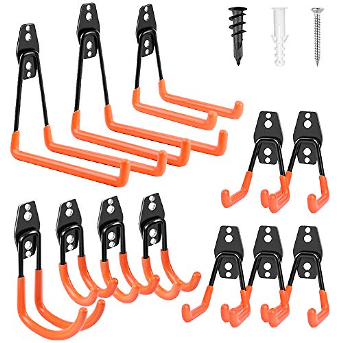 REMIAWY Garage Hooks, Heavy Duty Garage Storage Hooks Steel Tool Hangers for Garage Wall Mount Utility Hooks and Hangers with Anti-Slip Coating for Garden Tools, Ladders, Bikes, Bulky Items 12 Pack