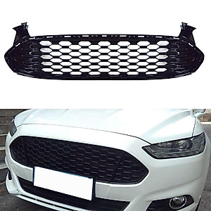 munirater Front Hood Bumper Grill Honeycomb Mustang Style Gloss Black Grille Cover Replacement for 2013-2016 Fusion