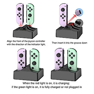 Joycon Charging Dock for Nintendo Switch & Switch OLED, YCCSKY Charger Station for Switch Joy-con with a USB Type-C Charging Cable
