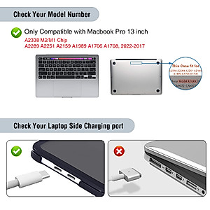 BlueSwan Compatible with MacBook Pro 13 inch Case 2024-2017 A2338 M2/M1 A2289 A2251 A2159 A1989 A1706 A1708, Anti-Cracking and Anti-Fingerprint Hard Shell Case, Soft TPU Bumper + PC, Frosted Black