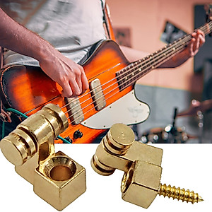 Jersvimc 2 Pcs Guitar Roller String Tree, Gold String Tree Retainer Telecaster String Guide Bass String Retainer Screw for Tele Start(Brass)