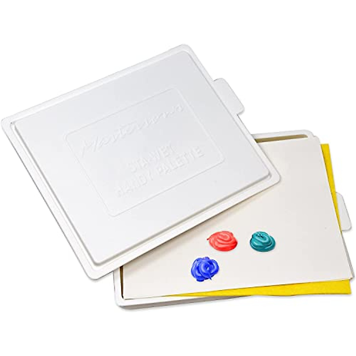 Masterson Sta-Wet Paint Palette with Airtight Lid, Keeps Wet Paint Fresh for Days, Paint Supplies, Paint Tray Palette, Paint Holder, with 30 Acrylic Palette Paper and Number 1 in Service Tissue Pack