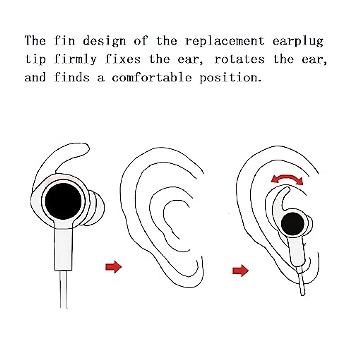 CYADCI Large Earbud Tips 3 Pairs Soft and Comfortable Silicone Earbud Tips Noise Isolation Tips Black Earbud Replacement Tips Compatible with Bose Qc20 Qc30 IE2 SoundSport IE3 SIE2i Earphones