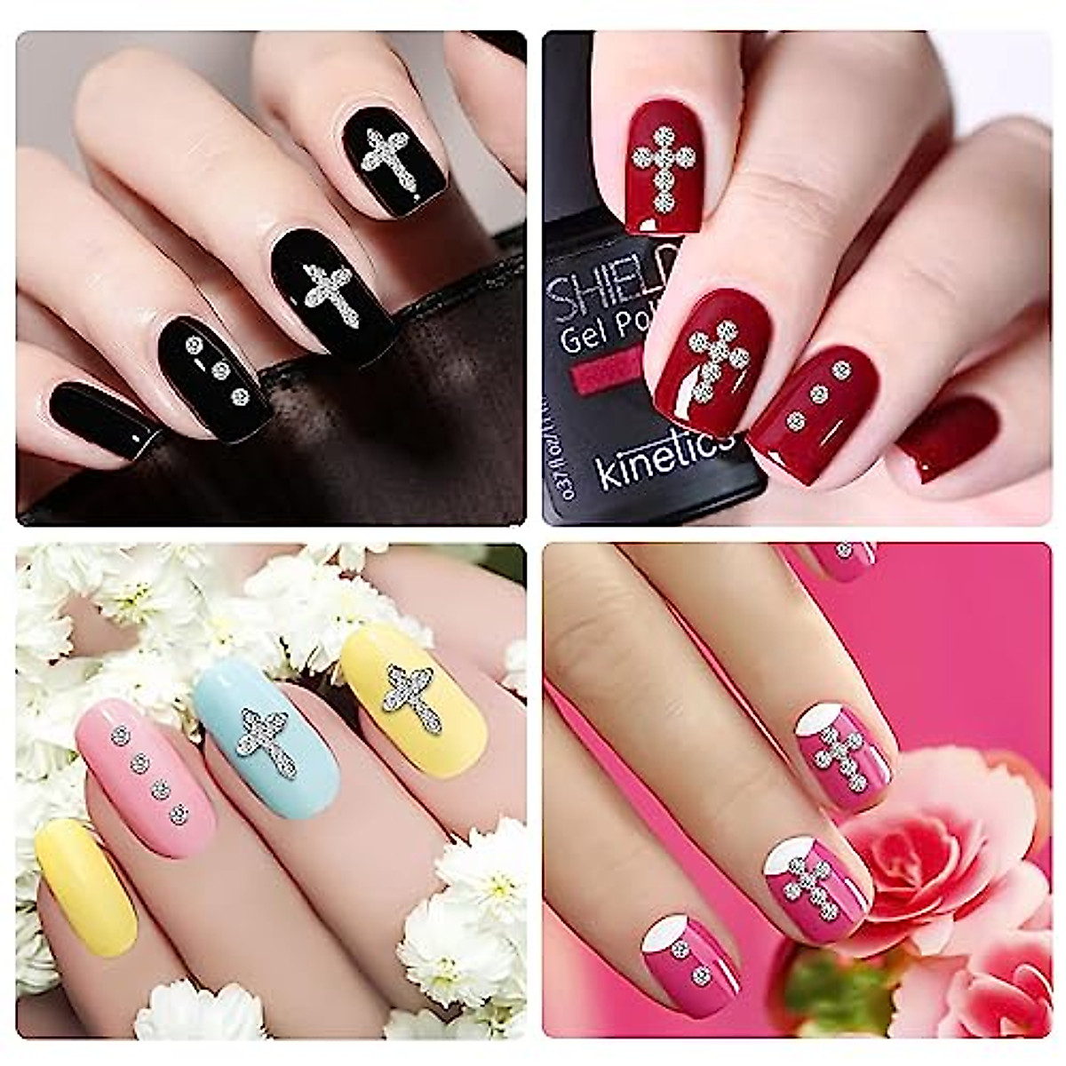 30Pcs Cross Nail Charm, Nail Rhinestones for Acrylic Nails, 3D Silver Gold Metal Alloy Crystals Cross Charms, Flatback Nail Diamonds, Nail Gems for Women Girls DIY Nail Art Nail Designs (Cross)