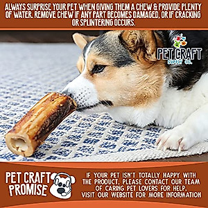 Pet Craft Supply All Natural Healthy Meaty Beef Marrow Bones Dog Chews Treats for Aggressive Chewers Long Lasting Rawhide Free Made in USA Premium Slow Roasted for Puppies Small Medium Dogs 3 Pack