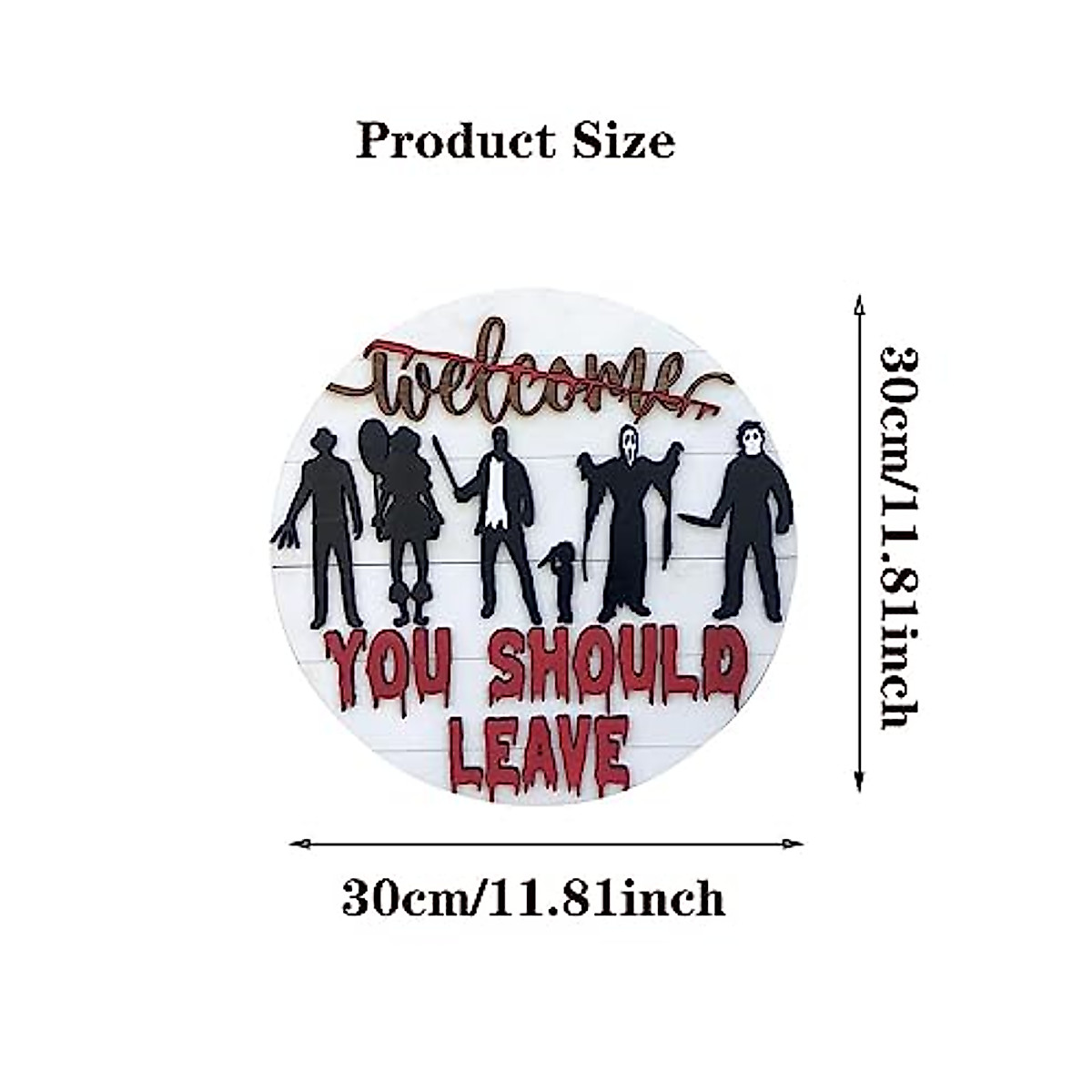 3D Horror Welcome Sign for Front Door Halloween Horror Classic Movie Character Welcome Wooden Door Sign Hanging Decoration,Halloween Wreath for Home Party Indoor Outdoor Porch Wall Decor