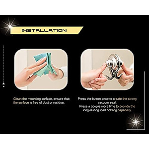 KiahLoc Patented Yellow Ring Indicator Suction Cup Double Rectangular Shelf, Removable Wall Vacuum Holder for Smooth Tile, Glass and Mirror, ABS Hook Cup Hold up to 22lb (Black)