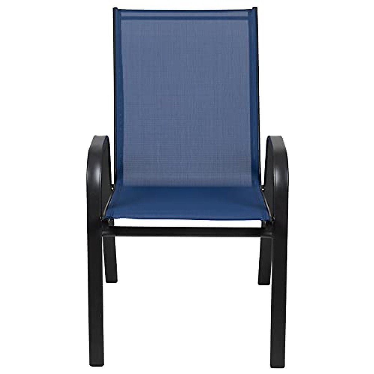 Flash Furniture Brazos Series Outdoor Stackable Patio Chairs with Flex Comfort Material, Stacking Outdoor Modern Sling Patio Chairs, Set of 4, Navy