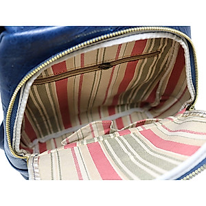 Floto Livorno Full Grain Leather Backpack Knapsack (Navy Blue)