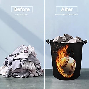 Laundry Hamper Fire Baseball Freestanding Laundry Basket Thickened Waterproof Collapsible Clothes Hamper Storage for Clothes Toys Dorm And Family