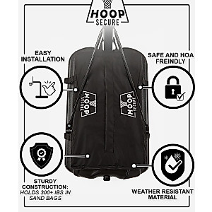 Hoop Secure Standard Size, Black - Heavy Duty Weighted Base Anchor for Basketball Hoops - Weather Resistant, Durable Design Can Hold in Excess of 300 lbs - Patents-Pending, HOA Friendly