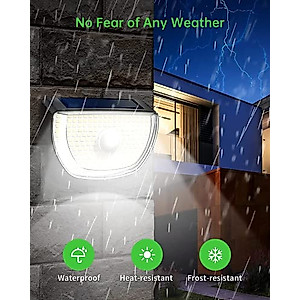 Whousewe Solar Lights Outdoor, Solar Security Lights Outdoor Motion Sensor, 200 LED Ultra Bright Wide Angle Solar Powered Lights IP65 Solar Wall Light for Front Door, Yard, Garage, Garden(6 Pack)