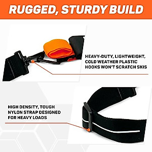 Sukoa Ski & Pole Carrier Straps – Shoulder Sling with Cushioned Holder Protects from Scratches – Downhill Skiing Backcountry Gear Ski Accessories for Men and Women