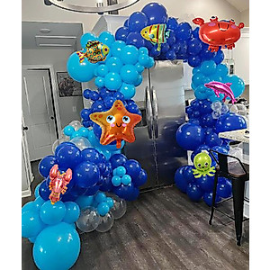 Blue Balloon Garland Arch Kit-160pcs, Small&Large Klein Blue Light Blue Balloons Party Supplies For Birthday Party, Baby Shower, Luca Theme Party, Ocean Party, Shark Party