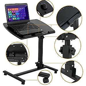 Epetlover Portable Swivel Laptop Table Desk Adjustable Angle & Height Rolling Stand Tiltable Tabletop Desk Laptop Notebook Sofa/Bed Side Table Hospital Table Stand W/Lockable Casters