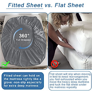 Bedecor Extra Deep Pocket Twin XL Fitted Sheet Only for 18 to 21 Inch Super Thick Mattress That Stay Tight,All Around Elastic Bottom,Doesn't Pop Off