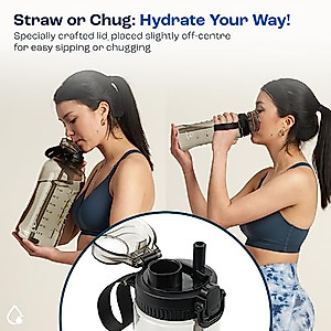 AQUAFIT 24oz Water Bottle with Straw & 2-in-1 Lid - BPA-Free, Durable, Reusable, Stylish, Motivational