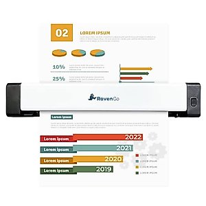 Raven Go Portable Mobile Document Scanner for PC and Mac with Simplex Sheet-Fed Scanning