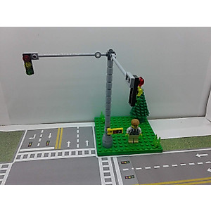 Building Bricks Toys 2 Lane Main Road Traffic Light City Town Village Downtown Corner Street Avenue Traffic Light Playset for Kids Ages 4+ Plastic