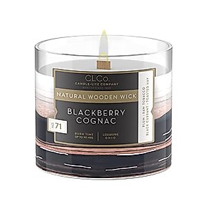 CLCo. by Candle-Lite Company Scented Candles, BlackBerry Cognac Fragrance, One 14 oz. Single Wooden Wick Aromatherapy Candle with 90 Hours of Burn Time, White Color