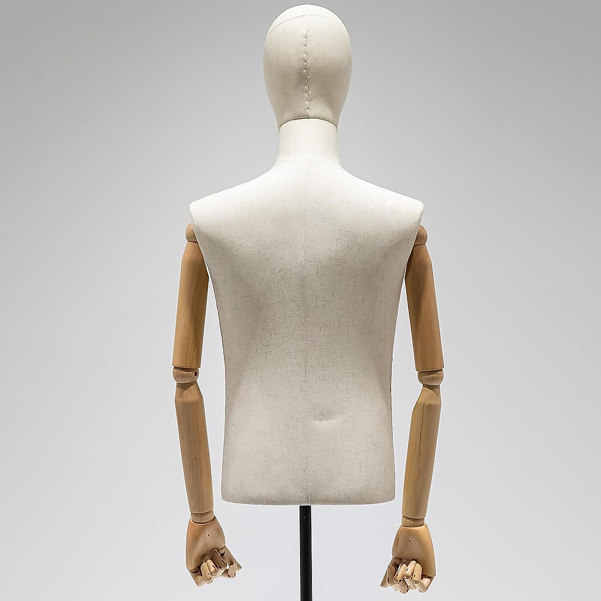 Male Mannequin Torso with Head, Dress Form Male 53"~76" Height Adjustable Body with Tripod Metal Stand, Sewing Mens Mannequin with Detachable Flexible Solid Wood for Store Display