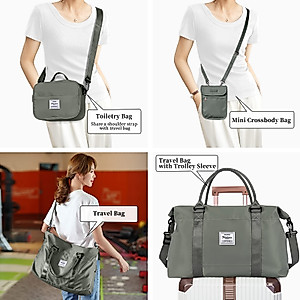 Weekender Bag for Women,Travel Bag with Toiletry Bag,Duffel Overnight Carry on Bag Personal Item Bag with Small Crossbody Bag