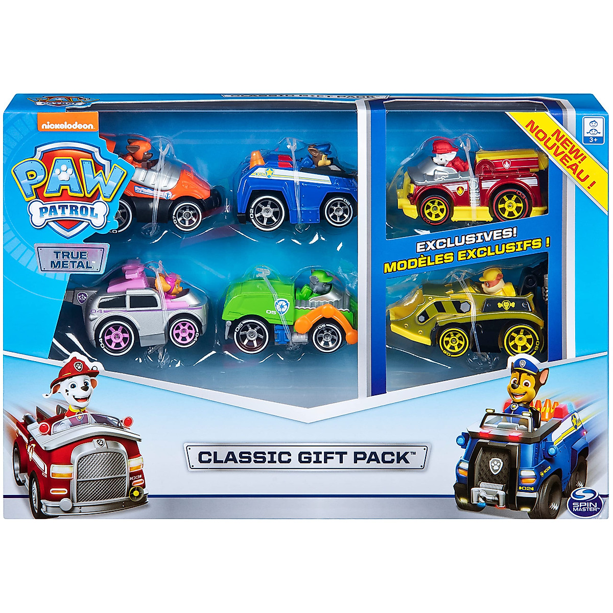 Paw Patrol, True Metal Classic Gift Pack of 6 Collectible DIE-CAST Vehicles, 1: 55 Scale, Launch’N Haul Paw Patroller, Transforming 2-in-1 Track Set for True Metal Die-Cast Vehicles