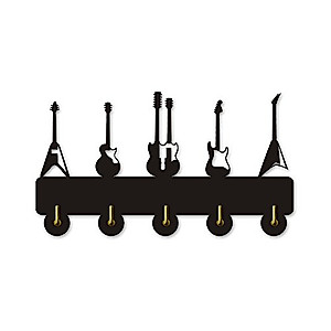 The Geeky Days Guitars Family Design Household Towl Hook Music Instrument Multi-Purpose Wall Coat Bags Clothes Hook Keys Holder Home Decor for Music Lover Gift